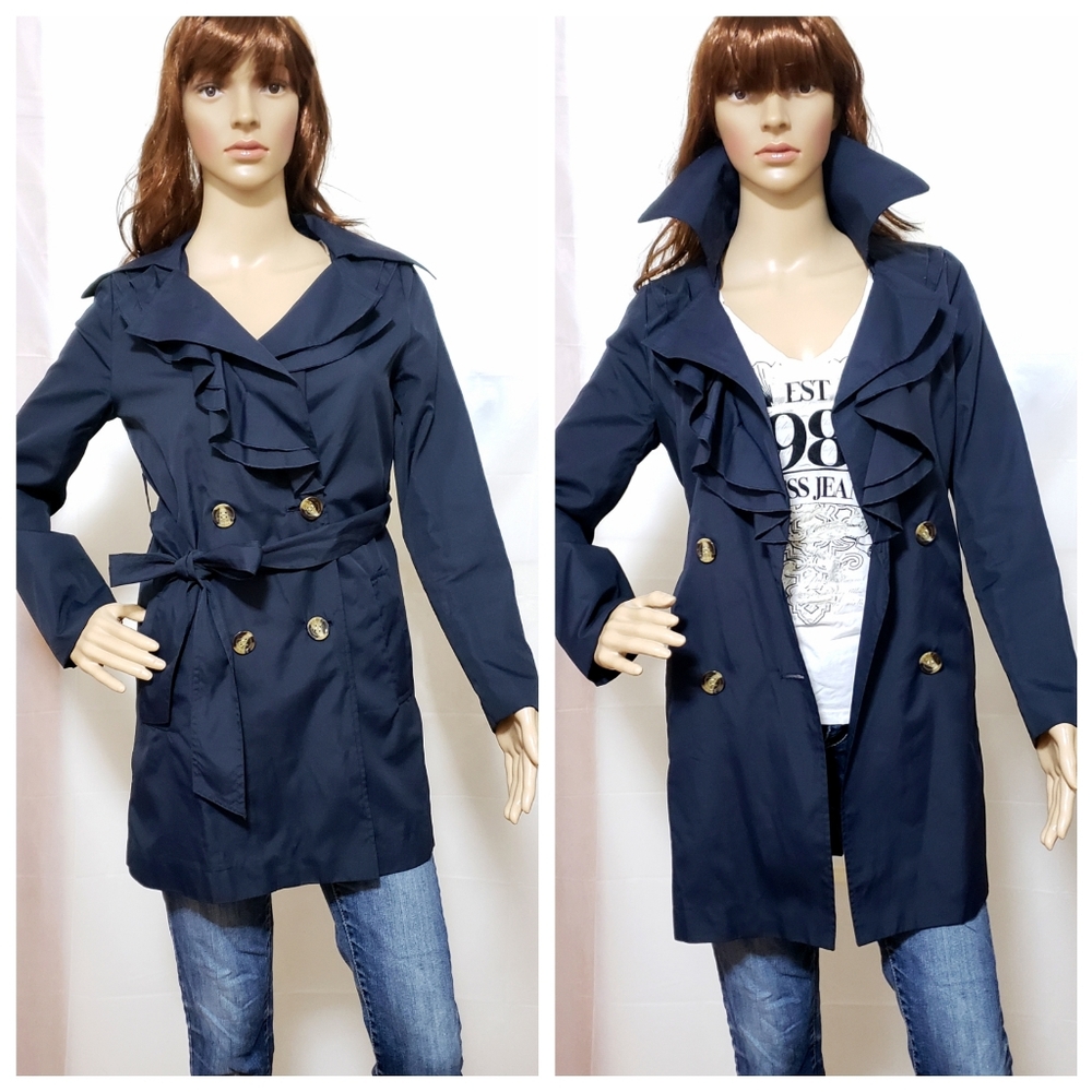 Korean Fashion Ruffle Trench Coat - Gem